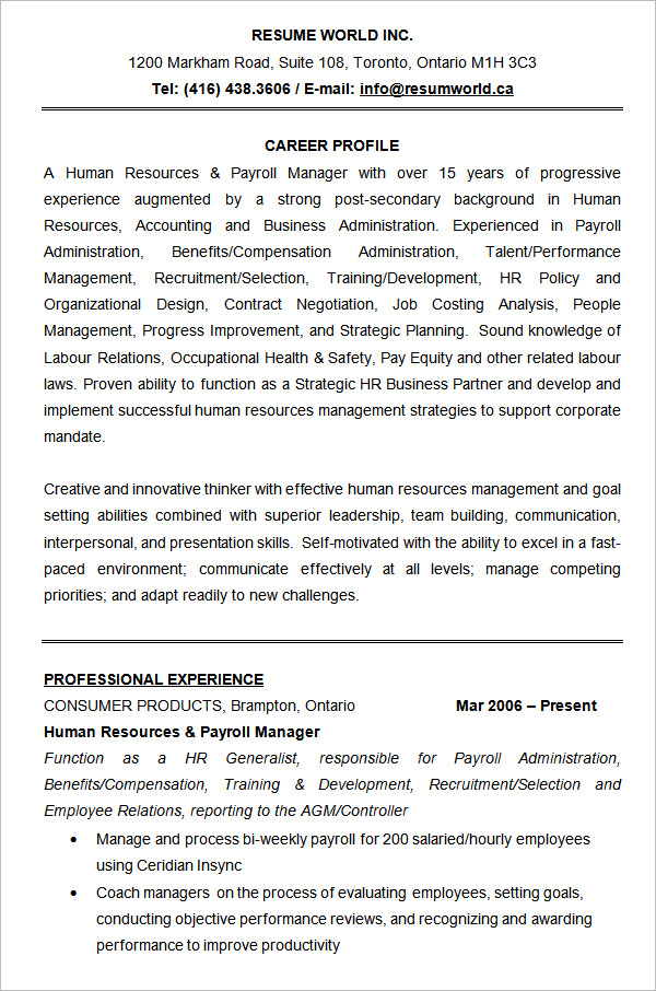 28+ HR Resume Templates in MS Word | Pages | PDF | AI | PSD | Pages ...