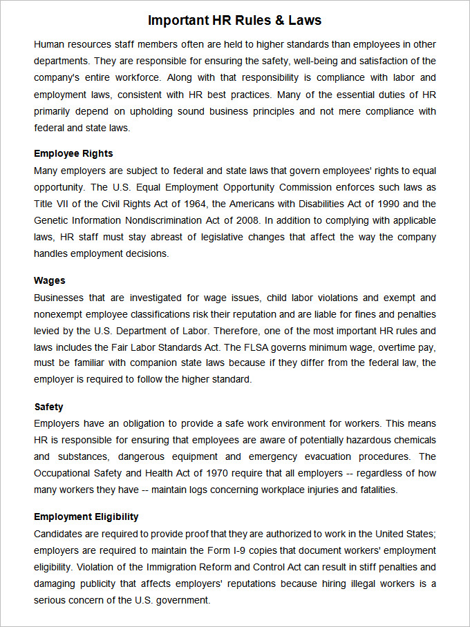 21+ HR Rules & Regulations - Samples & Examples