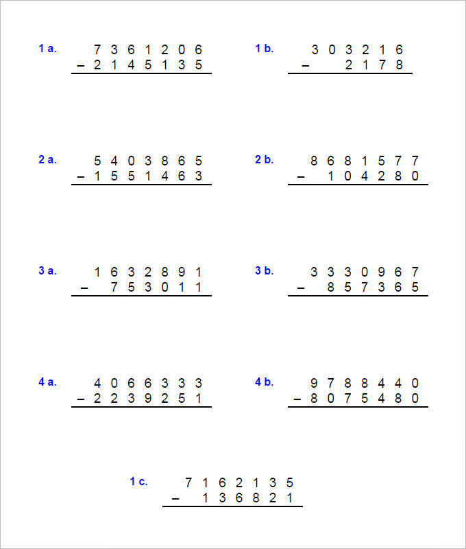 18 Sample Addition And Subtraction Worksheets In PDF Excel Google 18 Sample Addition And Subtraction Worksheets In PDF Excel Google