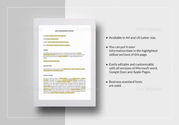 13+ Legal Memo Templates – Sample Word, Google Docs Format Download