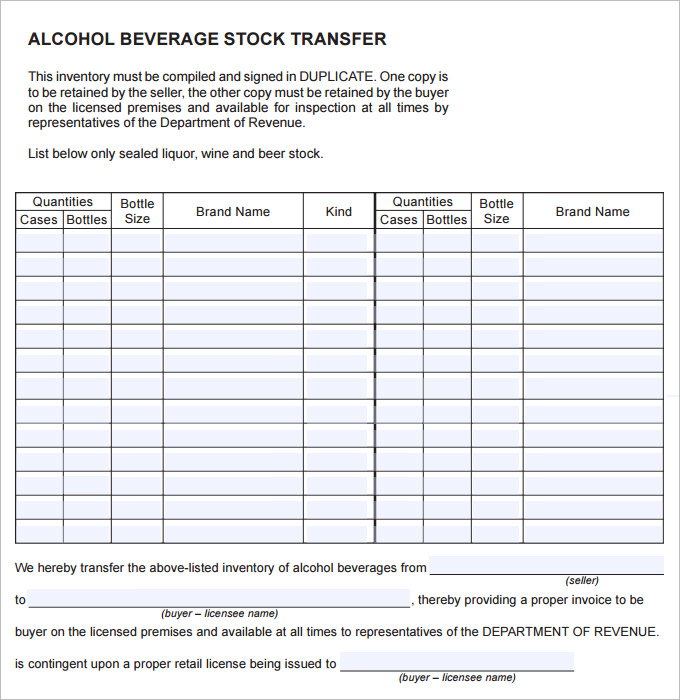 Free Printable Liquor Inventory Sheets