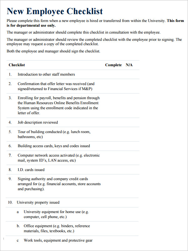 33+ HR Checklist Templates - Free Sample Example Format