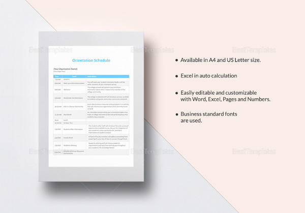 12+ Orientation Schedule Templates & Samples - Docs, PDF