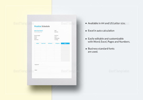 15+ Practice Schedule Templates - Word, Excel, PDF