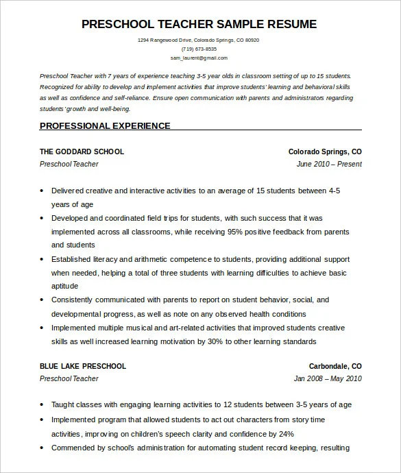 56 Teacher Resume Templates PDF DOC Pages Publisher