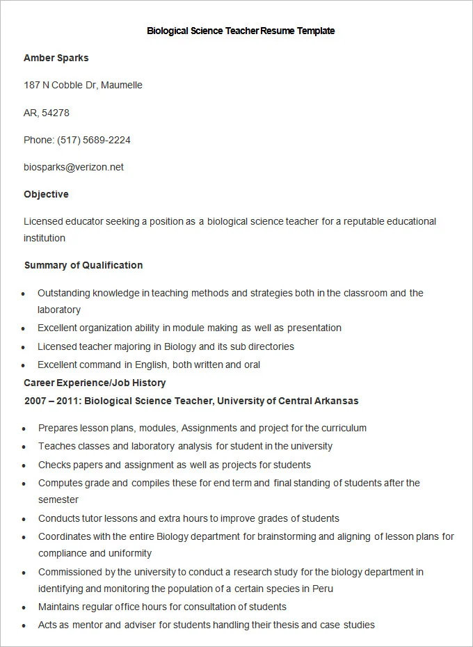 Free 18+ Teacher Resume Templates, PDF, DOC, Pages, Publisher