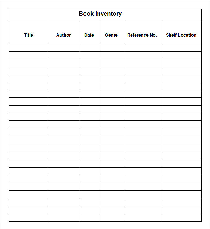 11+ Book Inventory Template in Word | Google Docs | Google Sheets ...