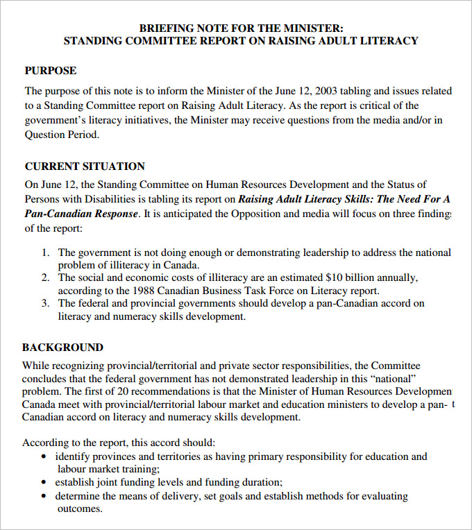 10+ Briefing Note Templates - PDF, DOC