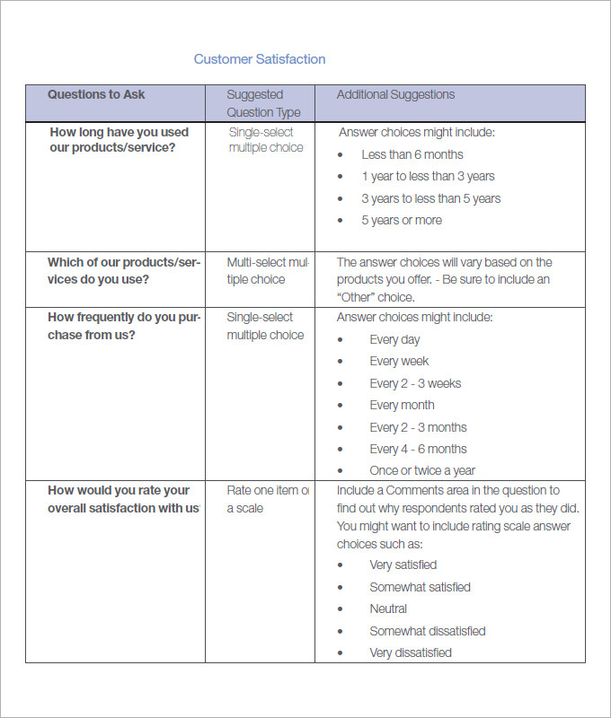 11 Sample Customer Satisfaction Survey Templates In Google Docs MS 