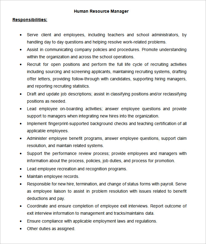 55 HR Job Description Templates HR Templates Free Premium