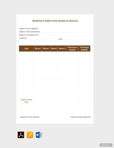 24+ Monthly Work Schedule Templates - PDF, Docs