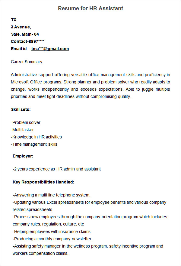 28+ HR Resume Templates in MS Word | Pages | PDF | AI | PSD | Pages ...