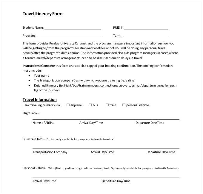 35+ Travel Itinerary Templates - DOC, PDF, Apple Pages, Google Docs