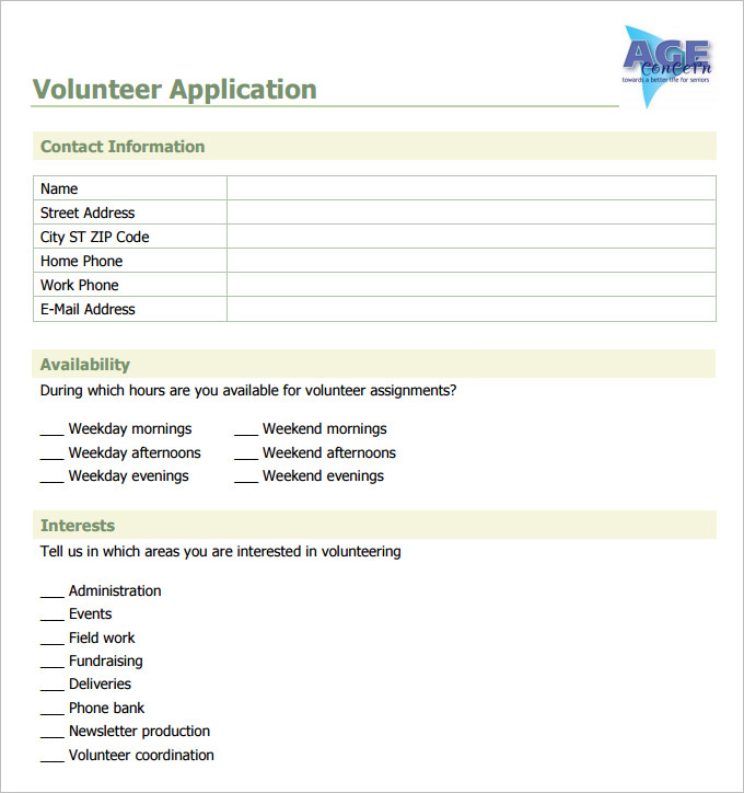 14+ Volunteer Application Template - Word, PDF