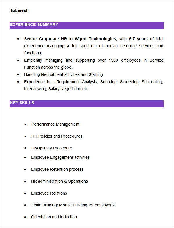 28+ HR Resume Templates in MS Word | Pages | PDF | AI | PSD | Pages ...