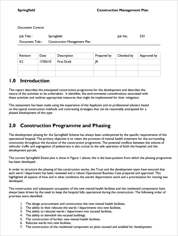 10+ Free Construction Management Plan Templates