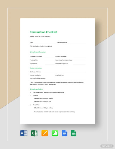 Termination Checklist Template - 26+ Free Word, Excel, PDF Documents ...