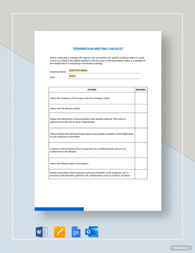 Termination Checklist Template - 26+ Free Word, Excel, PDF Documents ...