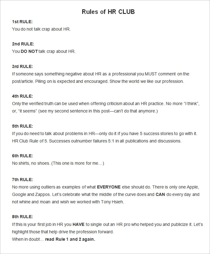 21+ HR Rules & Regulations - Samples & Examples