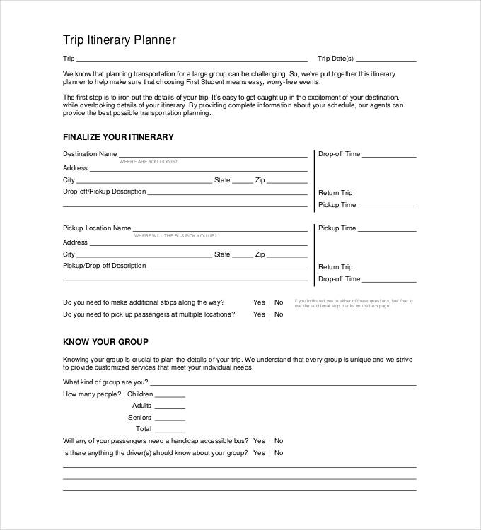 31+ Trip Itinerary Templates - PDF, DOC, Excel