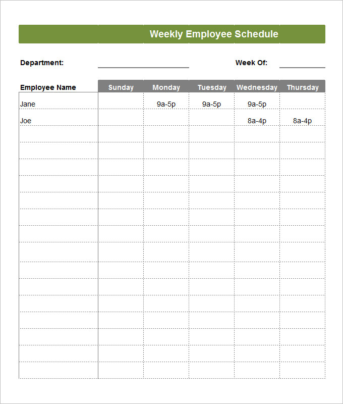 Employee Schedule Template - 14+ Free Word, Excel, PDF Documents Download