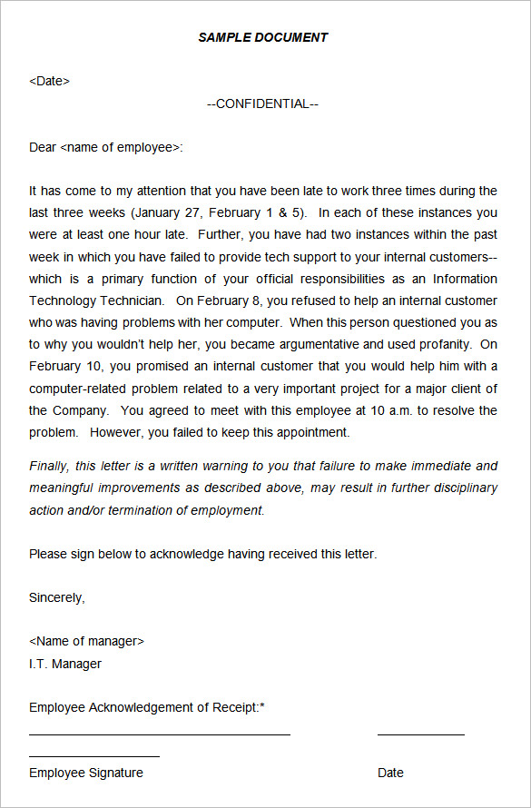 6 Disciplinary Warning Letter Templates In Google Docs Word Pages 