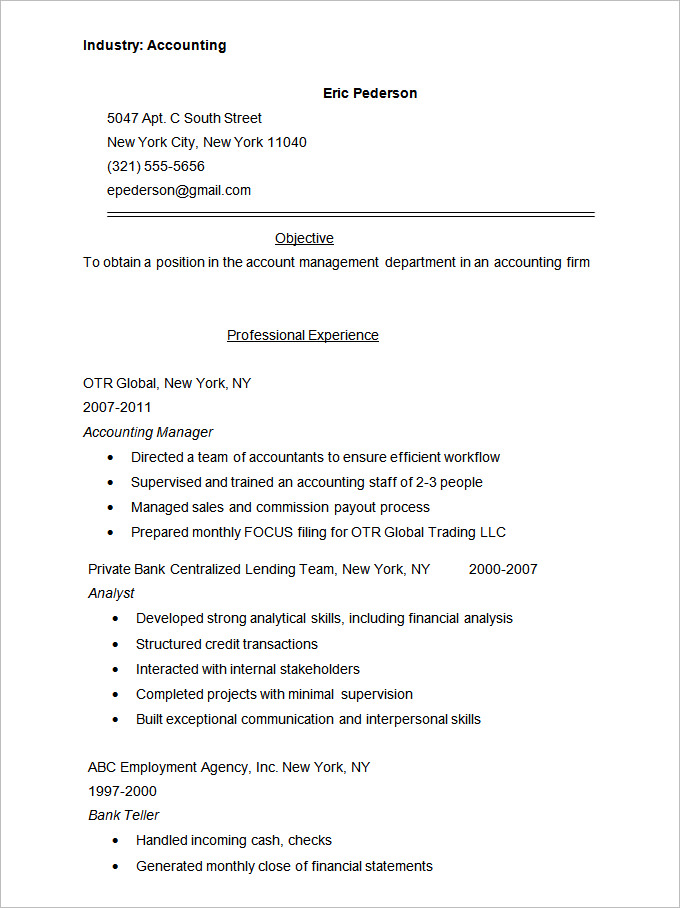 26+ Accounting Resume Templates - PDF, DOC