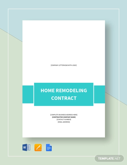 10+ Home Remodeling Contract Templates - Word, Docs, Pages