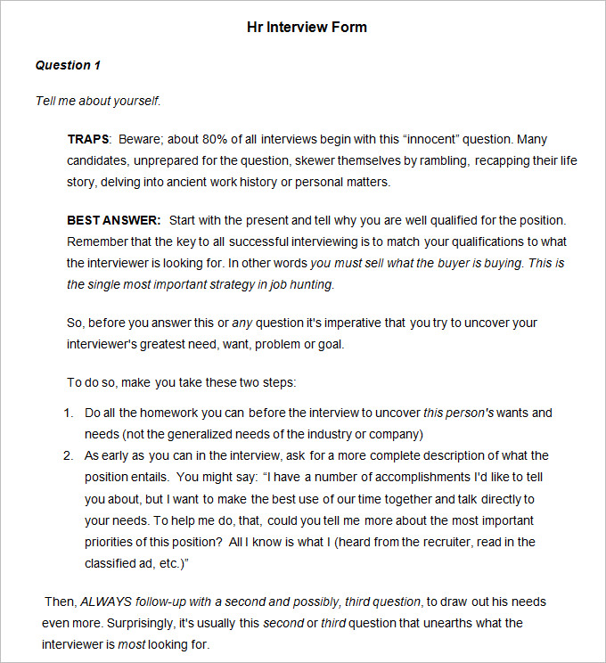 9+ HR Interview Forms | HR Templates