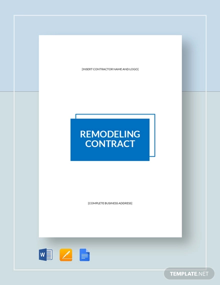 10+ Home Remodeling Contract Templates - Word, Docs, Pages