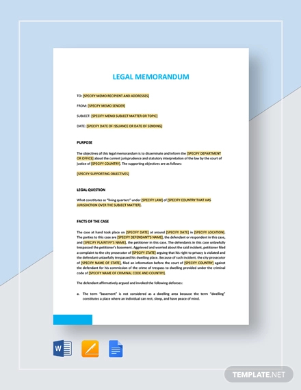 13+ Legal Memo Templates – Sample Word, Google Docs Format Download