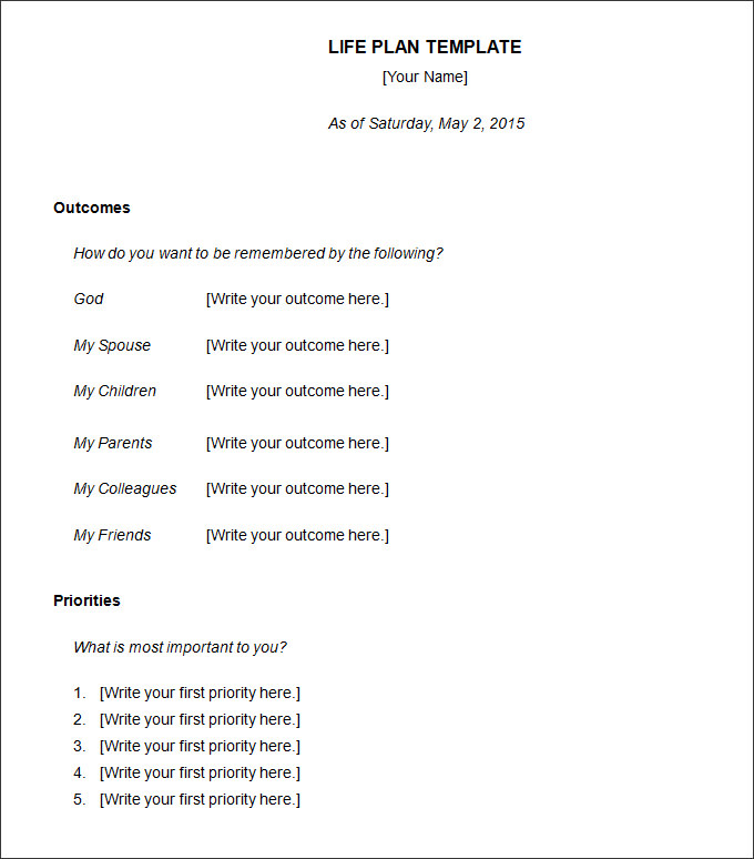 Life Plan Template - 11+ Free Word, PDF Documents Download