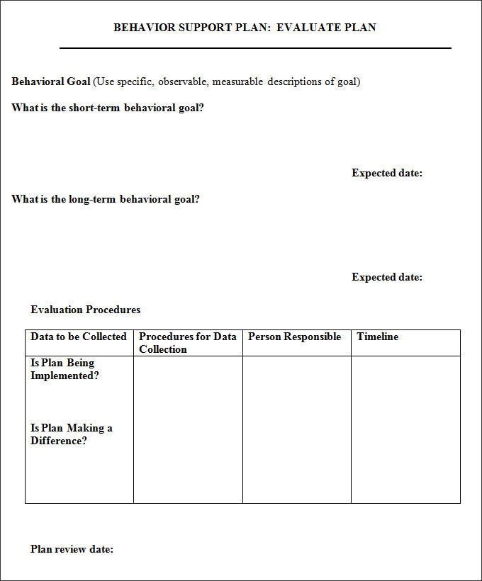 Behavior Support Plan Template - 4+ Free Word, PDF Documents Download