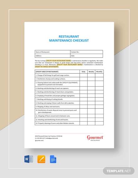 32 Maintenance Checklist Templates Word Pdf Google Docs Free Premium 