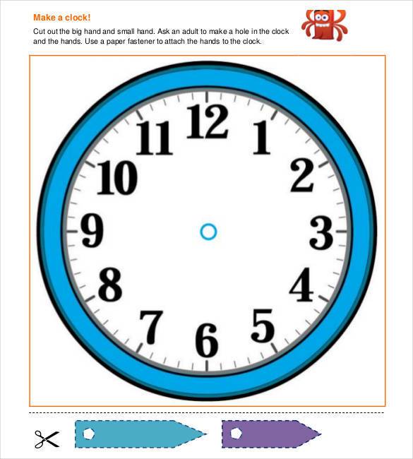 21 Printable Clock Templates PDF DOC