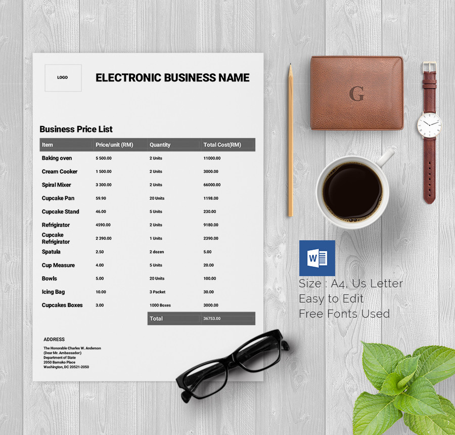 Free 40+ Price List Templates, DOC, PDF, Excel, PSD