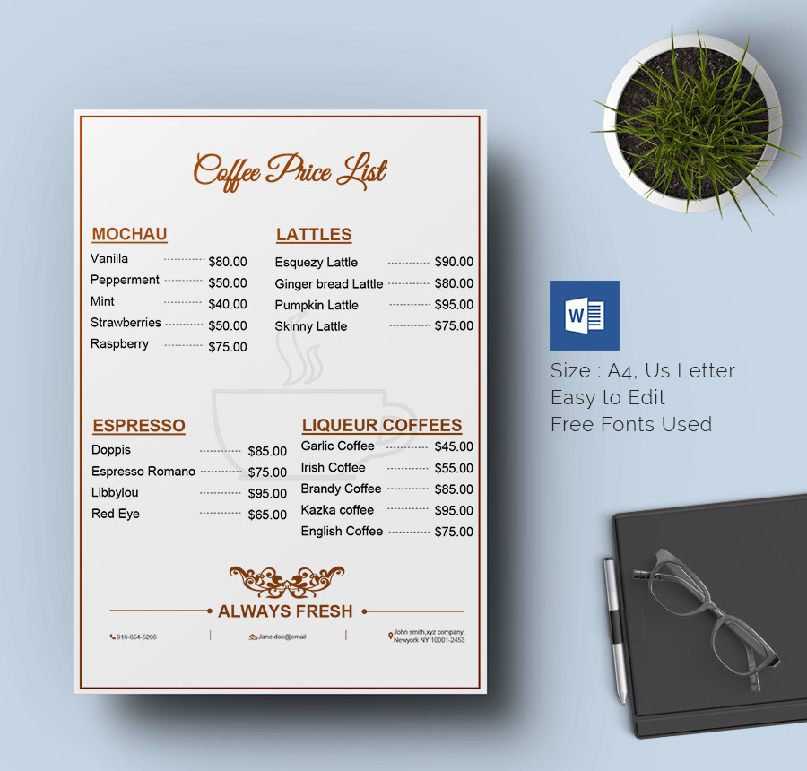 Free 40+ Price List Templates, DOC, PDF, Excel, PSD