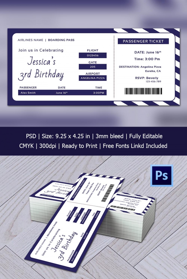 Boarding Pass Invitation Template 36 Free PSD Format Download Free 