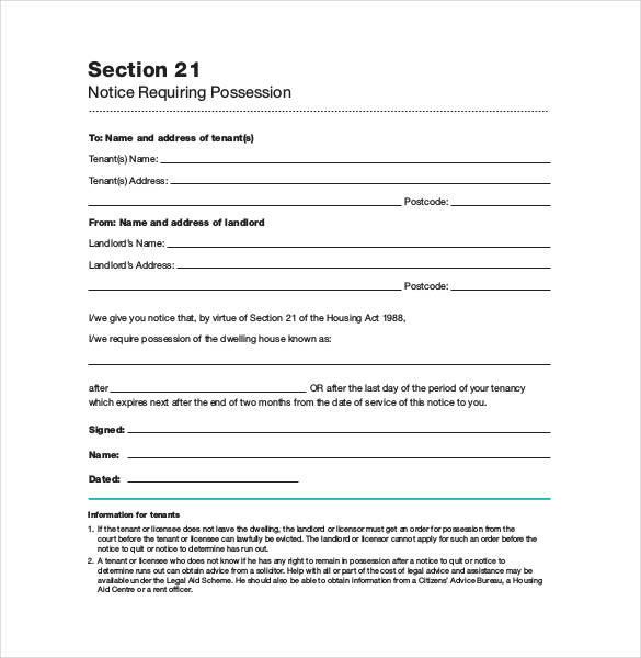 22+ Sample Eviction Notice Templates - PDF, Google Docs, MS Word, Apple ...