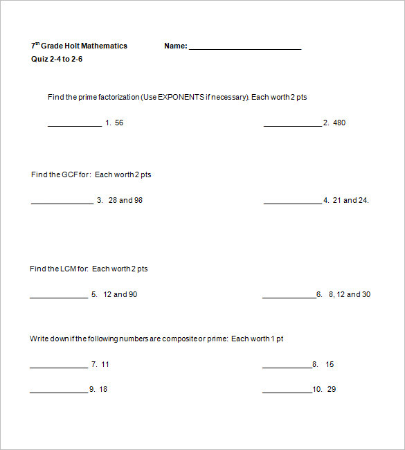13 7th Grade Algebra Worksheet Templates Free Word PDF Documents 