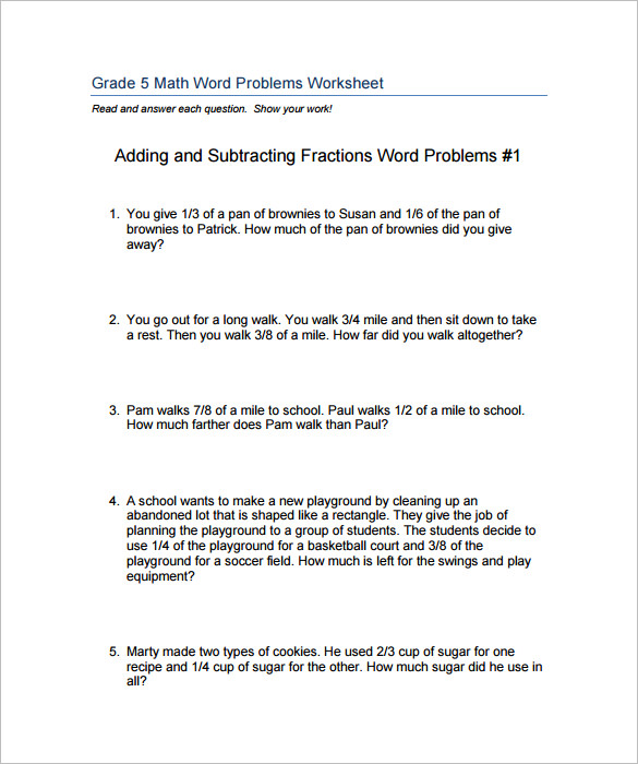 15+ Adding And Subtracting Fractions Worksheets – Free PDF Documents ...