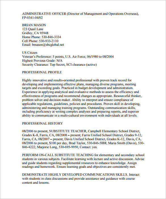 7+ Federal Resume Template - Word, PDF