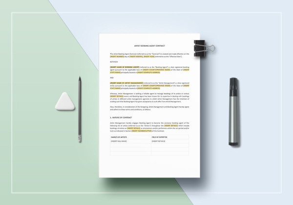 9+ Booking Agent Contract Templates - Free Word, PDF Documents Download