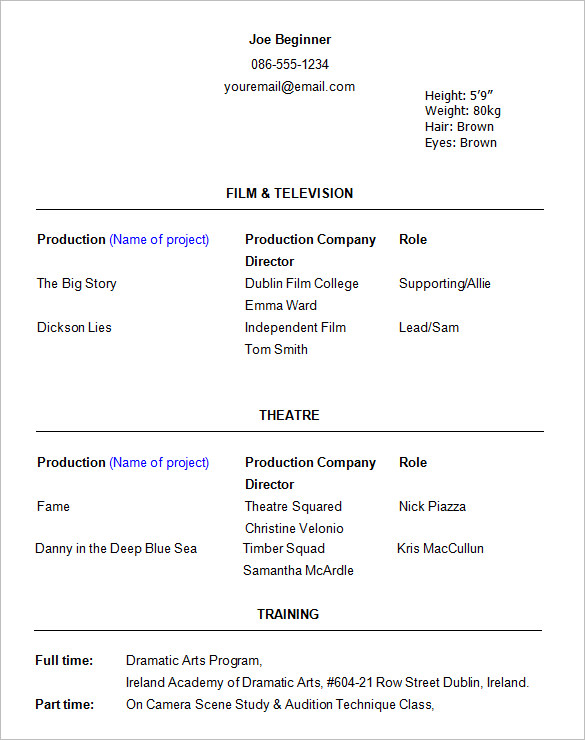12+ Acting Resume Templates - Free Samples, Examples, & Formats Download
