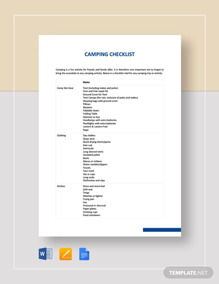 20+ Camping Checklist Templates - DOC, PDF, Excel