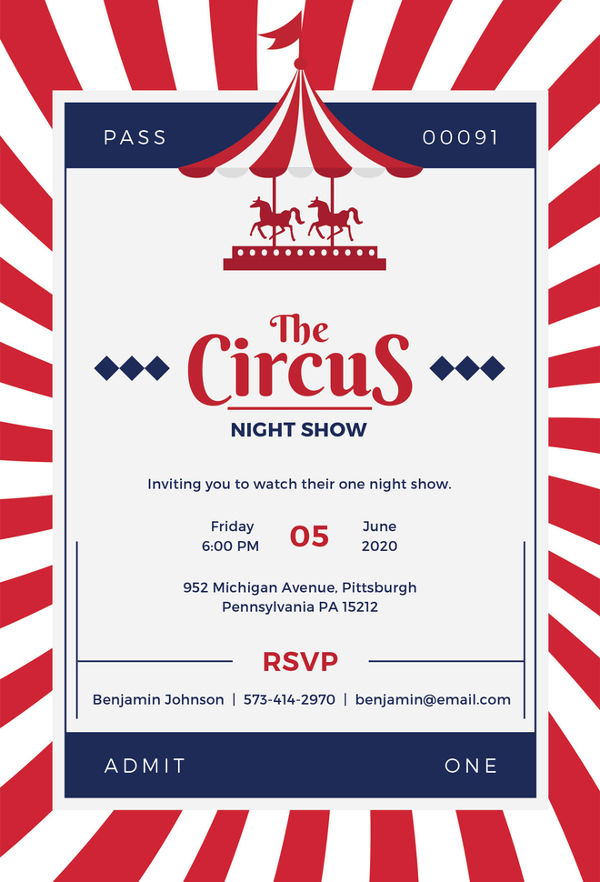 Circus Party Invitation Template 24 Free JPG PSD Format Download 