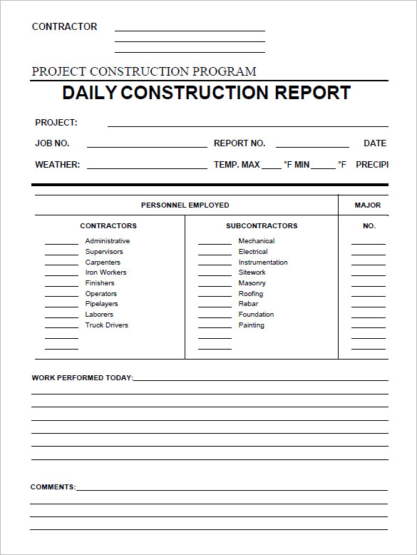 27 Daily Construction Report Templates PDF Google Docs MS Word