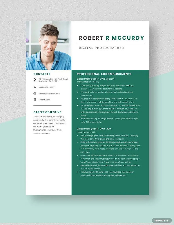 22+ Photographer Resume Templates - DOC, PDF