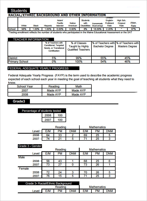 5+ Primary School Report Templates - Docs, Word, PDF, Pages