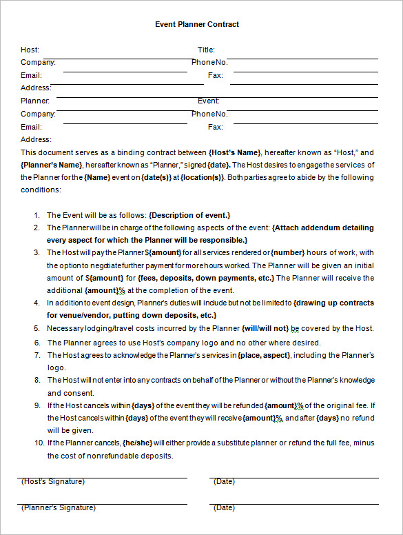 Event Contract Template 14 Free Word Excel PDF Documents Download 